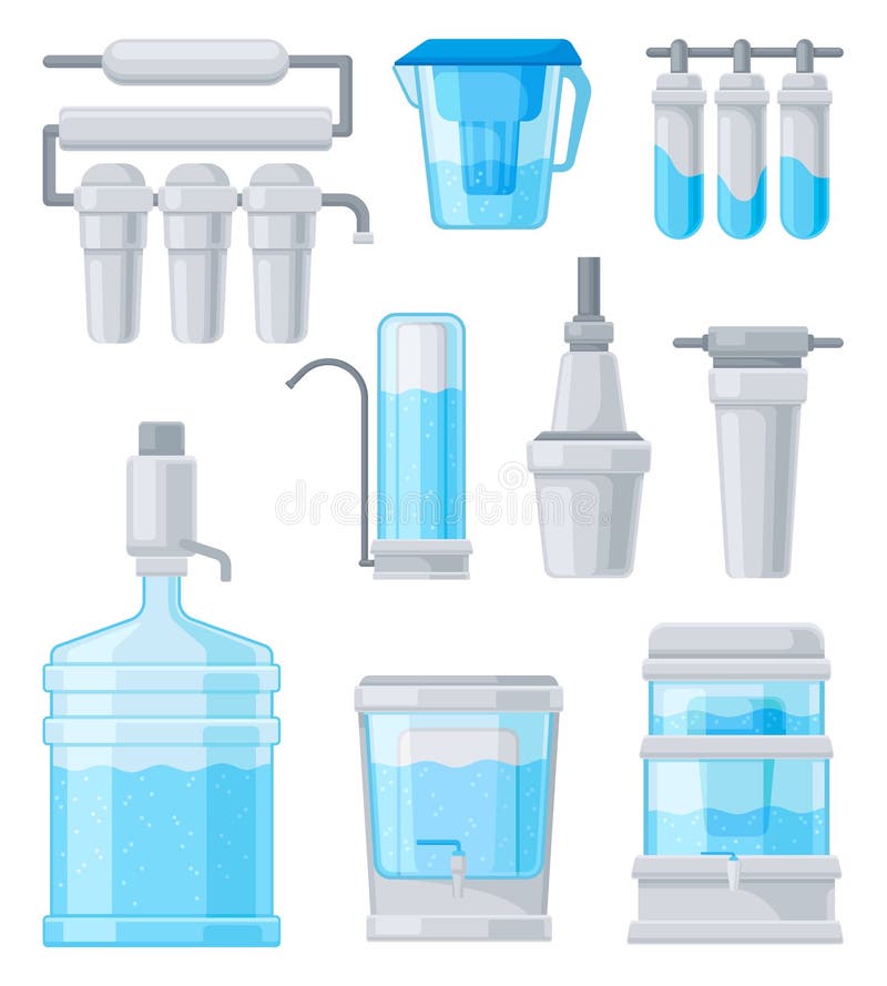 Set of Different Kinds of Water Filters and Systems Vector ...
