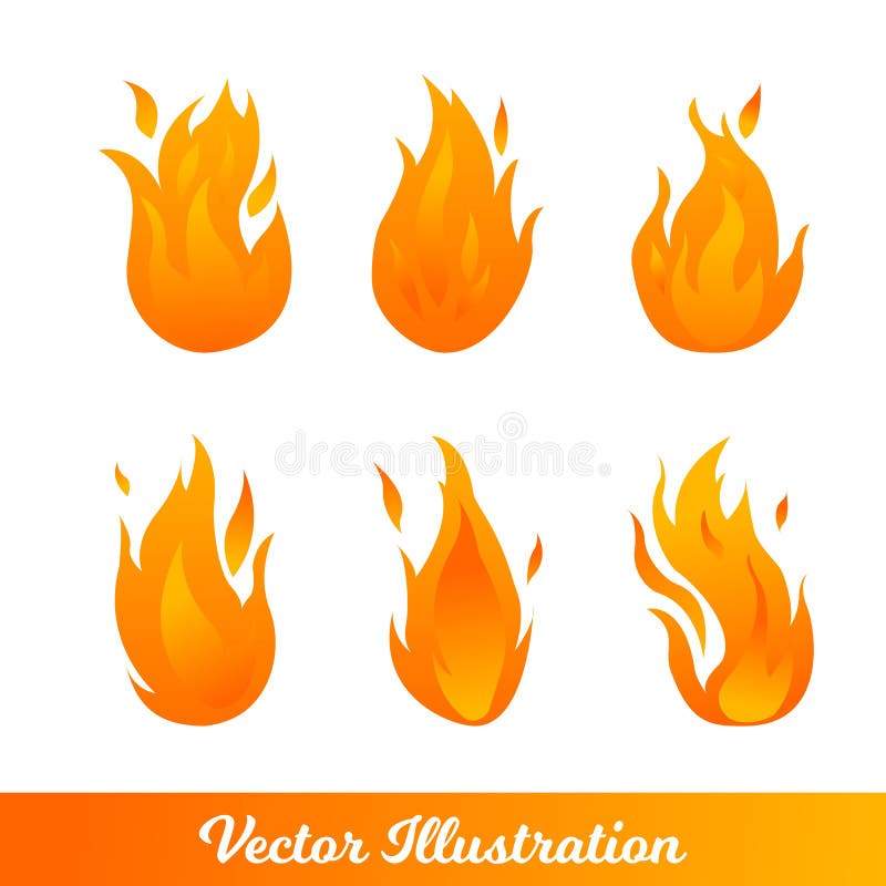 Set with Different Kinds of Gradient Flames. Stock Vector ...