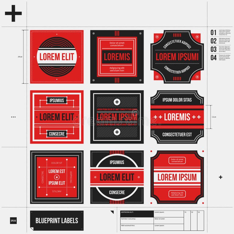 Set of 9 Different Labels/badges in Draft Style Stock Vector ...