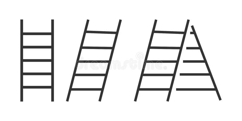 A Set of Different Ladders Icon. Vertical and Ladder Symbol. Sign ...