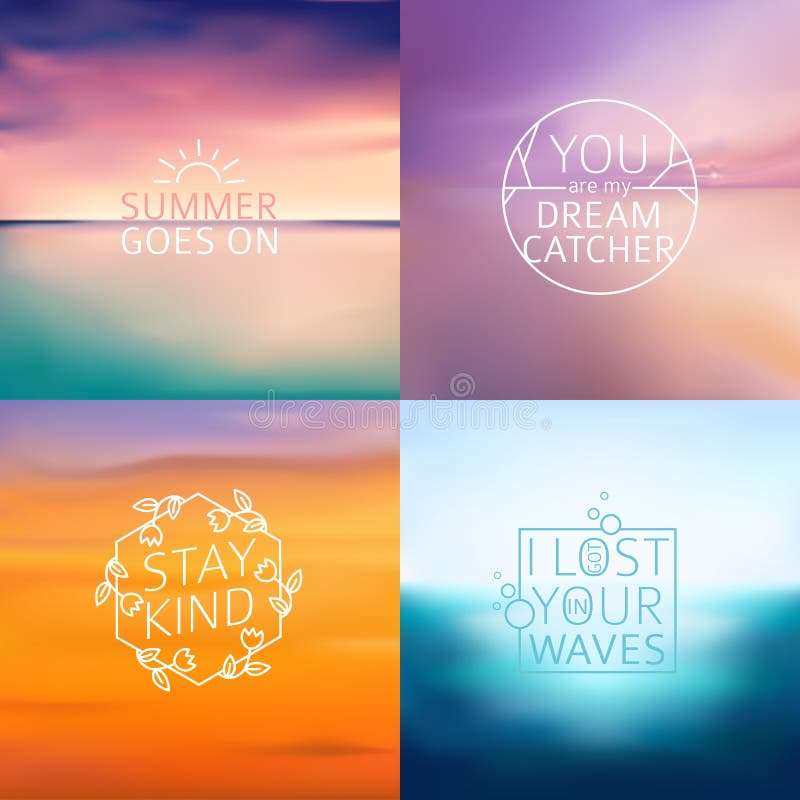Set of 6 Different Landscape Blurred Backgrounds with Typography Text ...