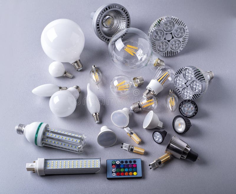 Set of Different Led Light Bulbs Stock Image - Image of lamp ...
