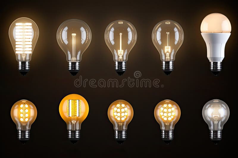 Set of Different Light Bulbs, Commonly Used Different Types Light Bulb ...
