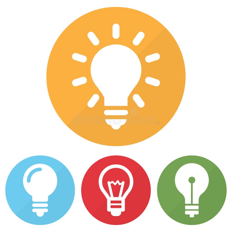 Set of Different Lightbulb Icon on a Circles. Vector Illustration Stock ...