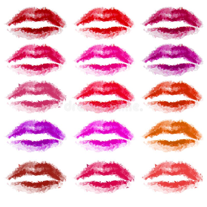 Set of Different Lipstick. Polygonal Design Elements Stock Vector ...