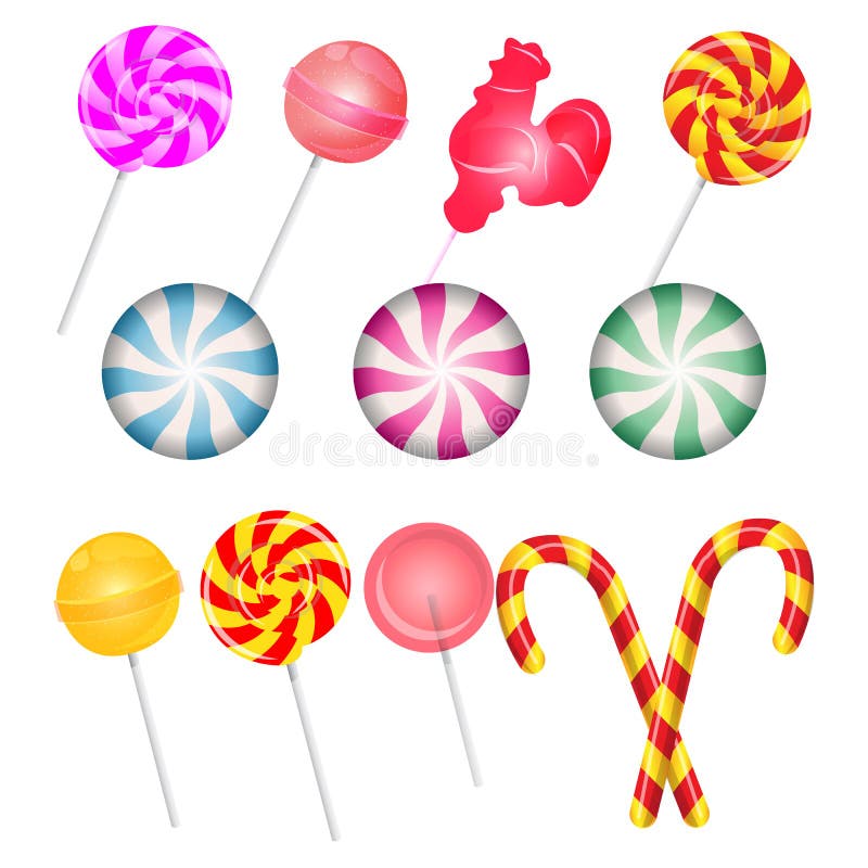 A Set of Different Lollipops, Can Be Used for Leaflets, Postcards ...