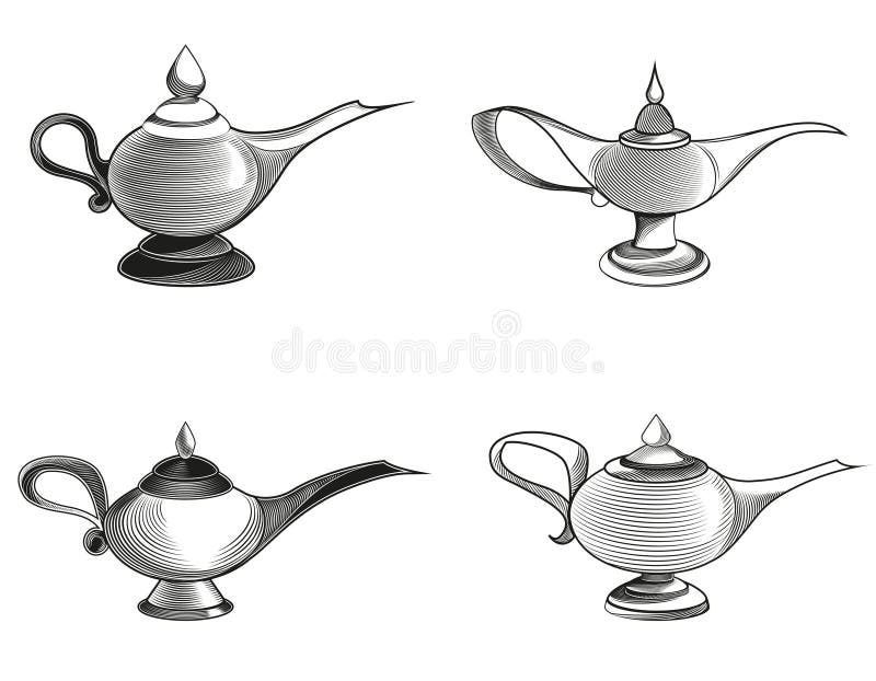 Set of Different Magic Lamps. Stock Vector - Illustration of symbol ...