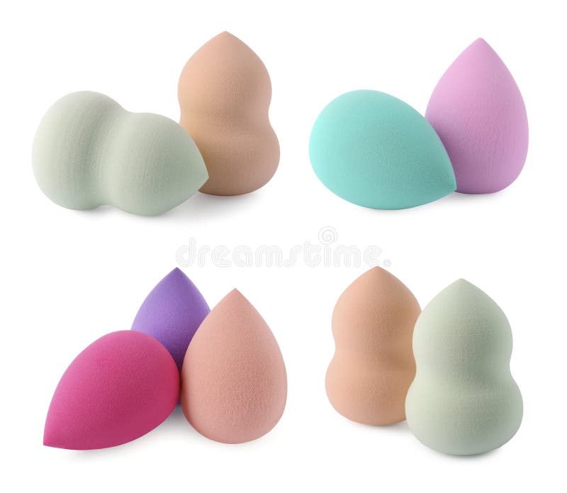 Set of Different Make-up Sponges Isolated on White Stock Image - Image ...