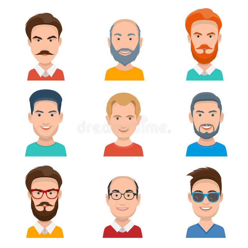 Set of Different Male Faces Stock Vector - Illustration of design ...
