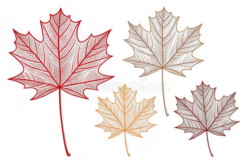 Set of Different Types of Maple Leaves on a White Background. Set of ...