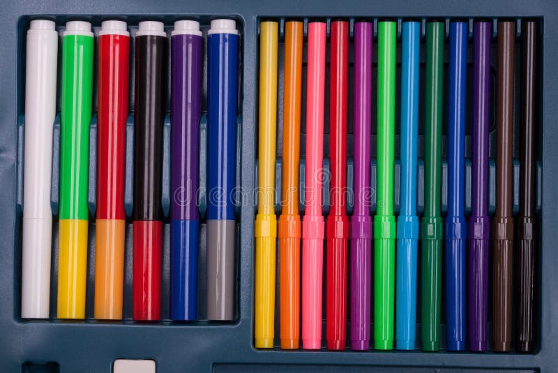 Set of different markers stock photo. Image of orange - 44364188