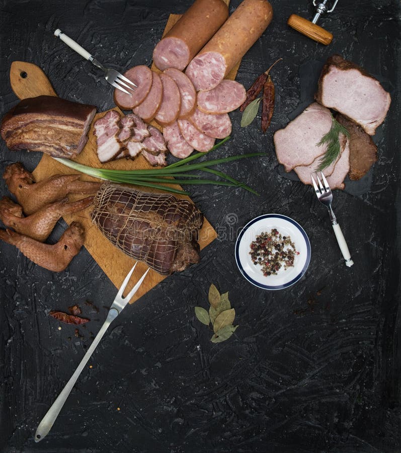 Set of different meat food stock photo. Image of collection - 82779848