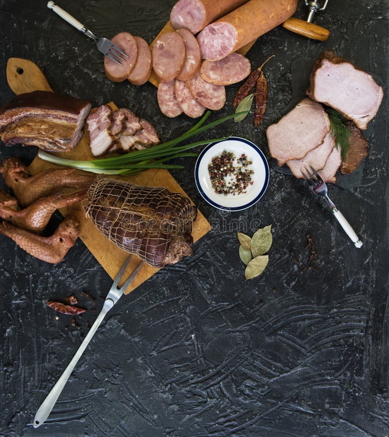 Set of different meat food stock image. Image of board - 87290101