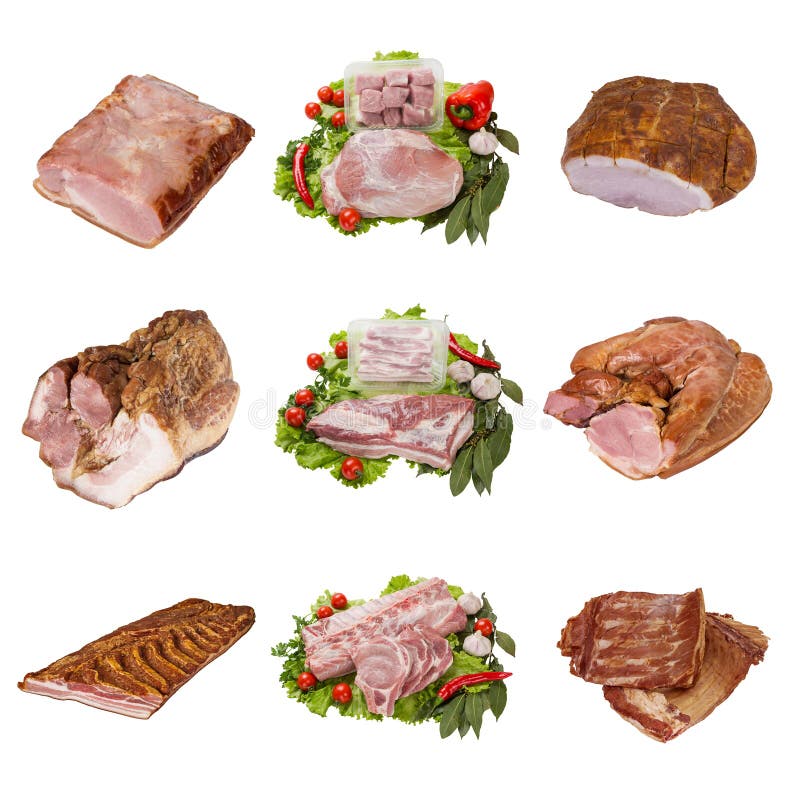 Set Of A Different Meat Products Stock Photo - Image of culinary ...