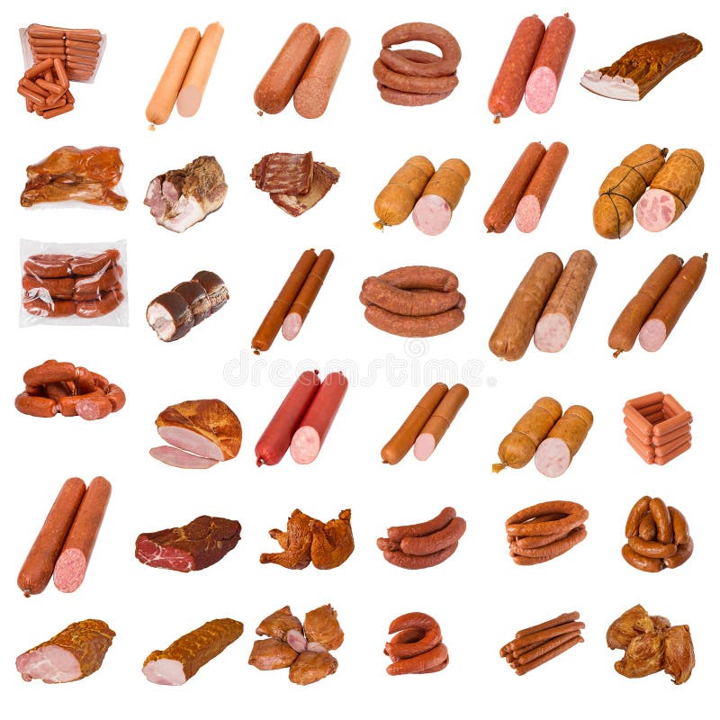 Set of a Different Meat Products Stock Photo - Image of collage ...