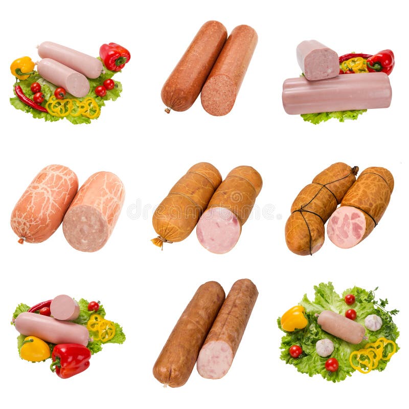 Set of a Different Meat Products Stock Photo - Image of group, long ...