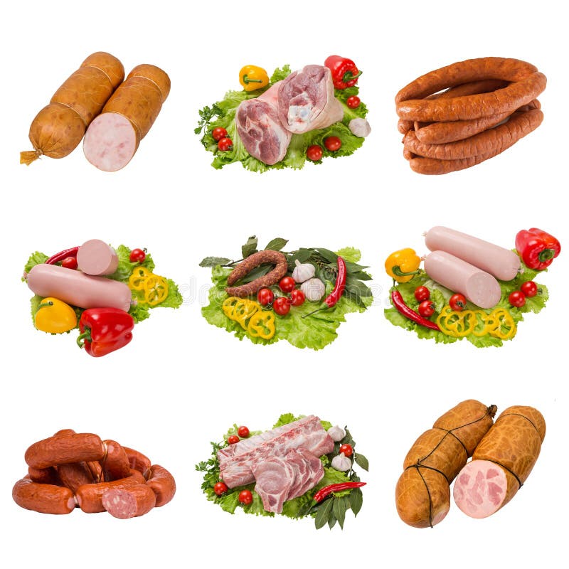Set of a Different Meat Products Stock Photo - Image of barbecue ...