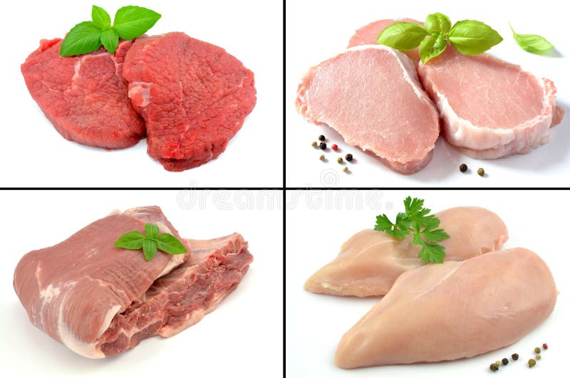 Set of various meats stock image. Image of steak, food - 309309837