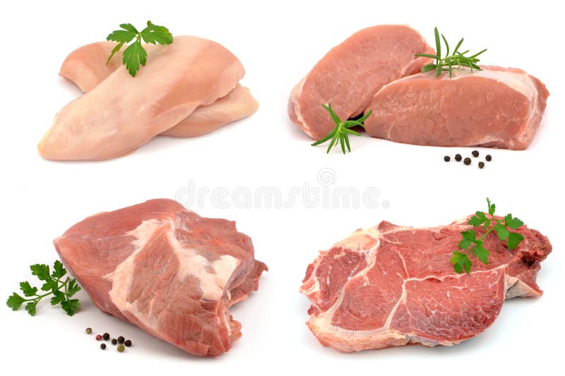 Set of various meats stock photo. Image of isolated - 311300476