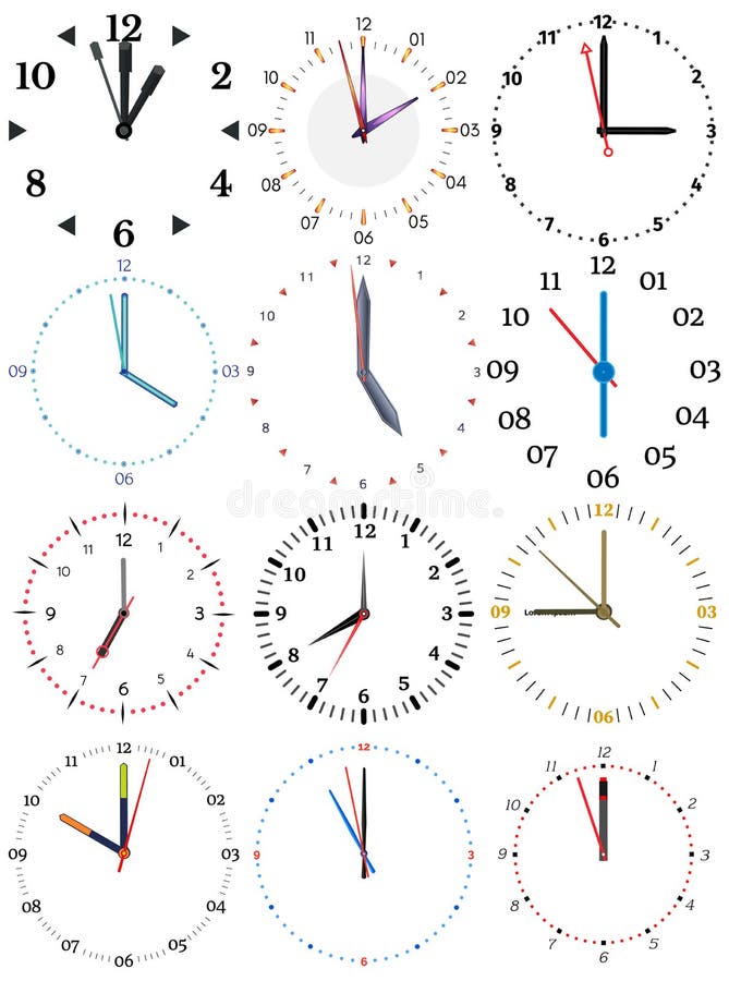 A Set of Different Mechanical Clocks with an Image of Each of the ...