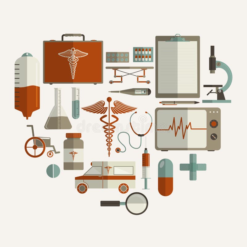 Set of Medical Elements with Doctor. Stock Illustration - Illustration ...