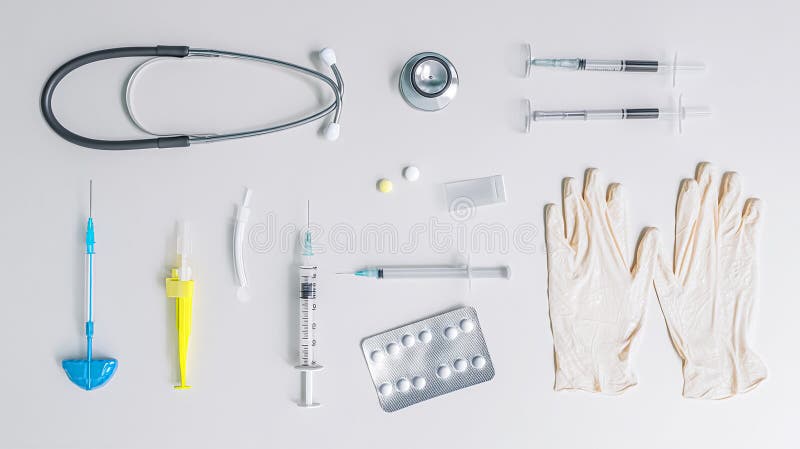 Set of Different Medical Tools Images Over White Background Stock Image ...