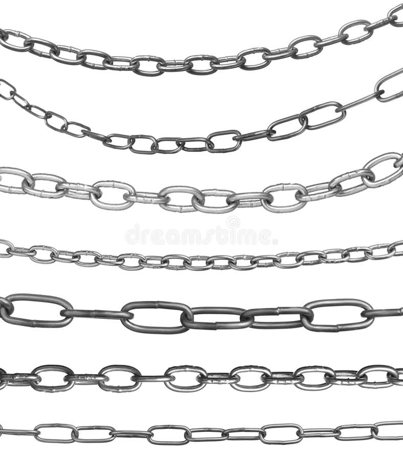 Set with Different Metal Chains Isolated on White Stock Illustration ...