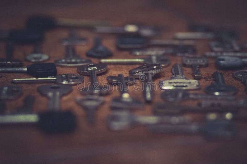A Set of Different Metal Keys from Secret Locks Stock Image - Image of ...