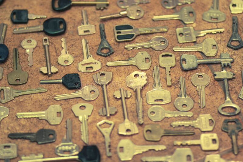 A Set of Different Metal Keys from Secret Locks Stock Photo - Image of ...
