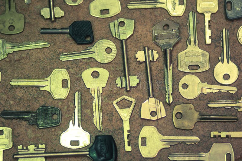 A Set of Different Metal Keys from Secret Locks Stock Image - Image of ...