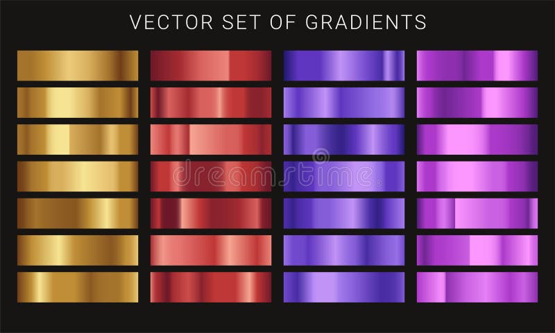 Set of Different Metallic Gradients Stock Vector - Illustration of ...