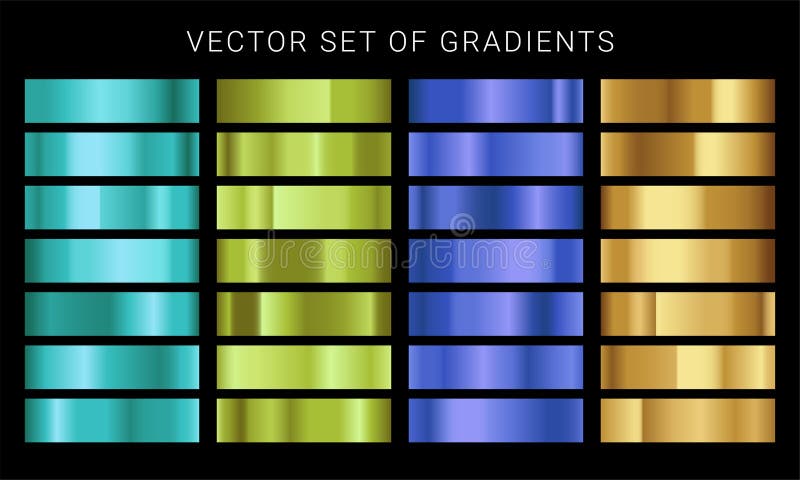 Set of Different Metallic Gradients Stock Vector - Illustration of ...