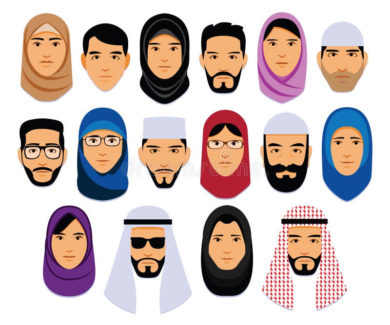 Set of Different Middle Eastern People Stock Illustration ...
