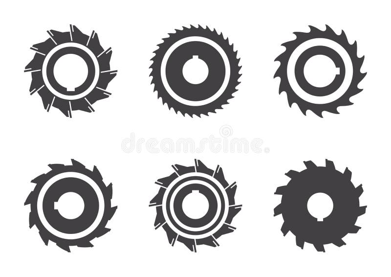Set of Different Milling Cutter Icons Stock Vector - Illustration of ...