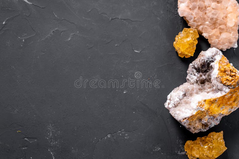 Set of Different Mineral Stones. Natural Rocks Top View Stock Image ...