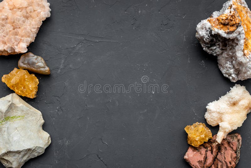 Set of Different Mineral Stones. Natural Rocks Top View Stock Photo ...