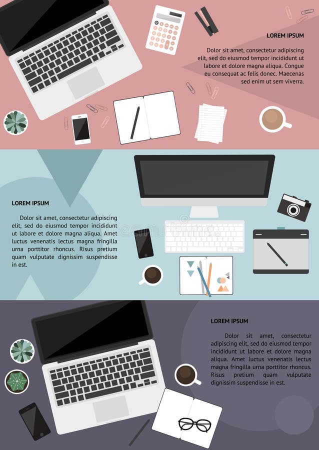 Set of Different Minimal Workspace Banners on Pastel Pink Blue a Stock ...