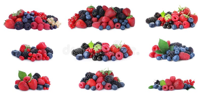 Set of Different Mixed Berries on Background, Banner Design Stock Photo ...
