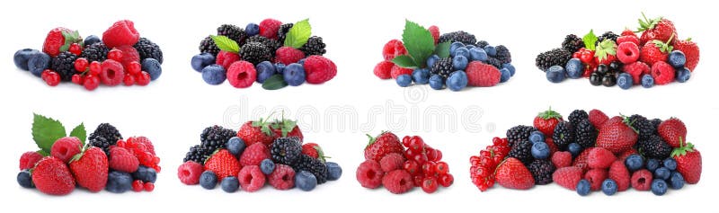Set of Different Mixed Berries on Background, Banner Design Stock Image ...