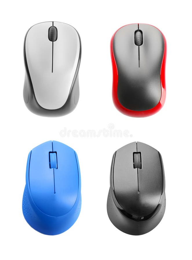 Set of Different Modern Computer Mice on White Background Stock Photo ...