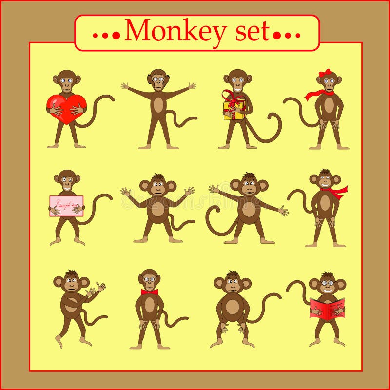 The Set of Different Monkeys EPS 10 Stock Illustration - Illustration ...
