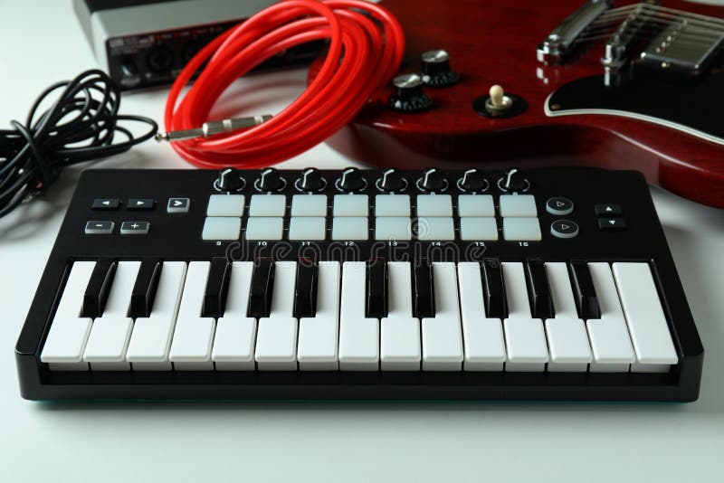 Set of Different Musical Instruments on White Background Stock Image ...