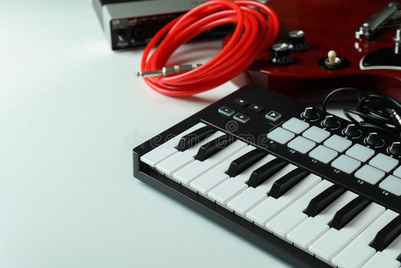 Set of Different Musical Instruments on White Background Stock Image ...