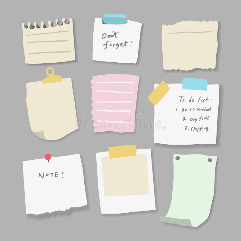 Stick Note Papers Vector Set Stock Illustrations – 392 Stick Note ...