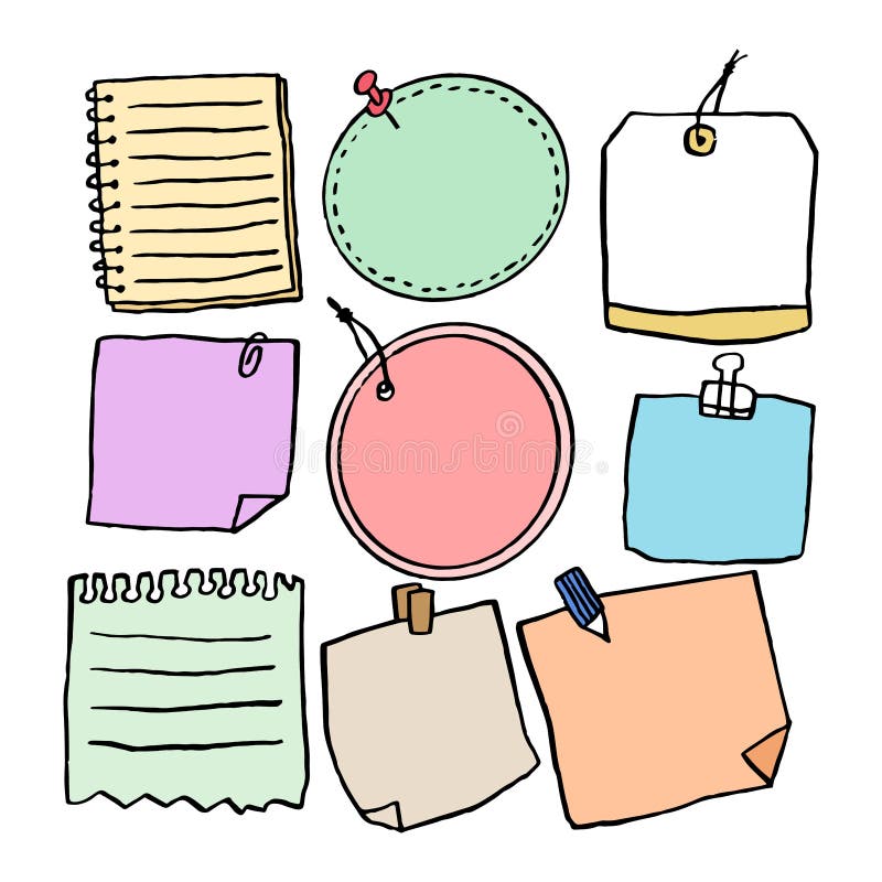 Set of Different Note Papers on Isolated Background.Vector Illustration ...