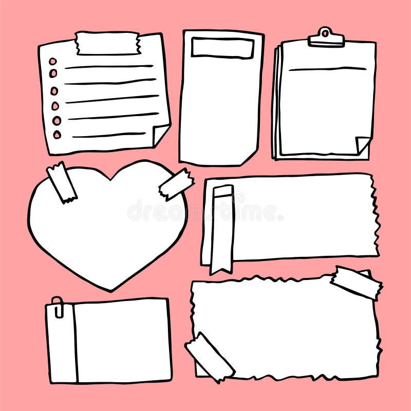 Set of Different Note Papers on Isolated Background.Vector Illustration ...