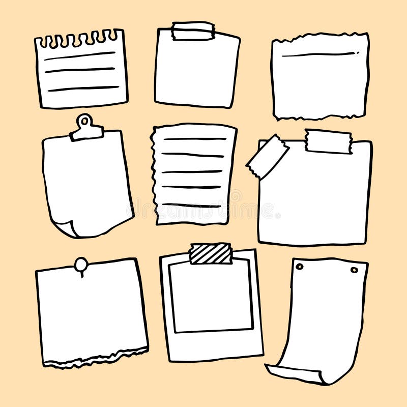 Set of Different Note Papers on Isolated Background.Vector Illustration ...