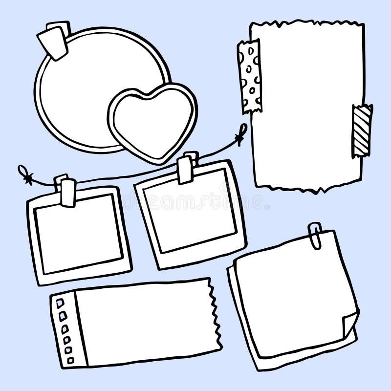 Set of Different Note Papers on Isolated Background.Vector Illustration ...