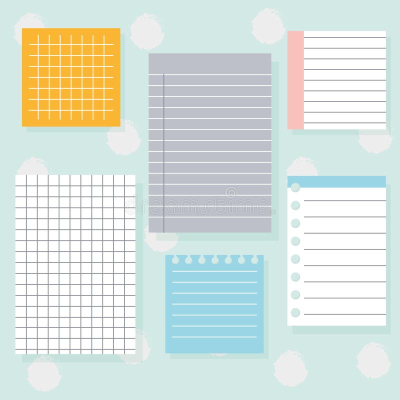 Set of Different Note Papers. Paper Notes on Stickers, Notepads and ...