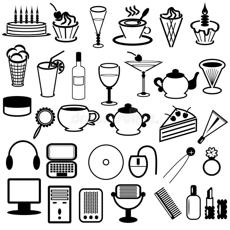 Set with different objects stock vector. Illustration of glass - 16250801